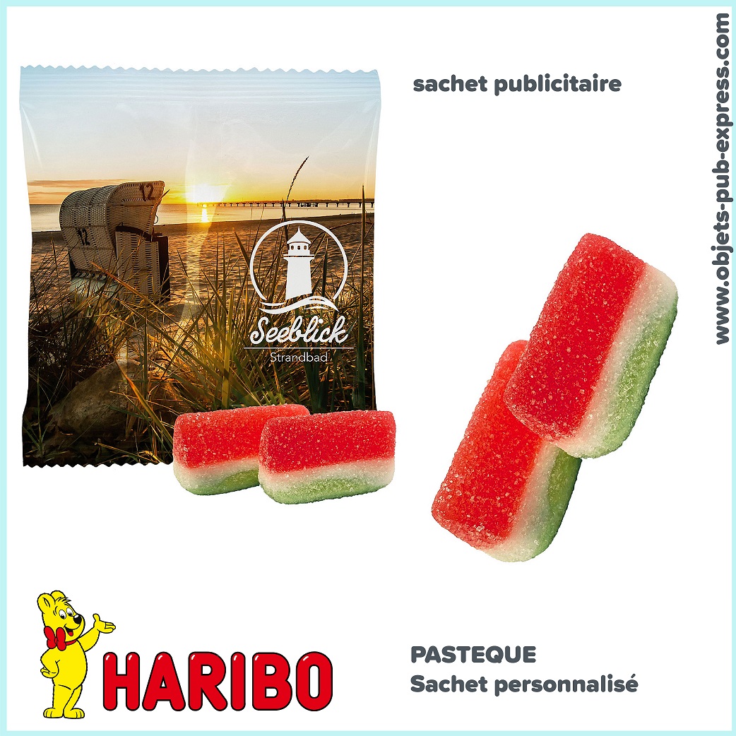HARIBO® SACHET PUB BONBON PASTÈQUE - Bonbon Haribo en sachet promo